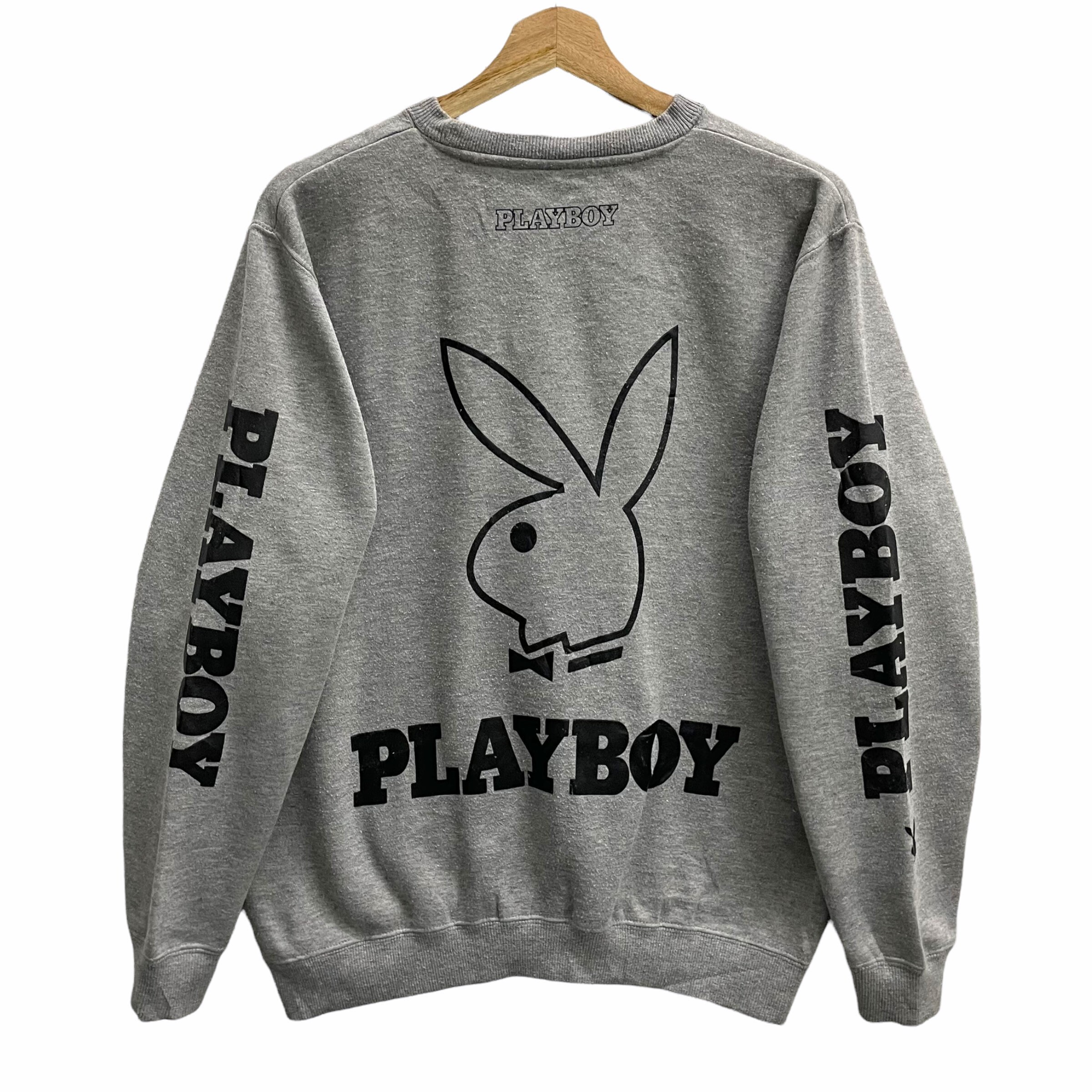 PICK Vintage Playboy Crewneck Jumper Playboy Sweater Big Back Logo Embroidered Spellout Sleeves ...