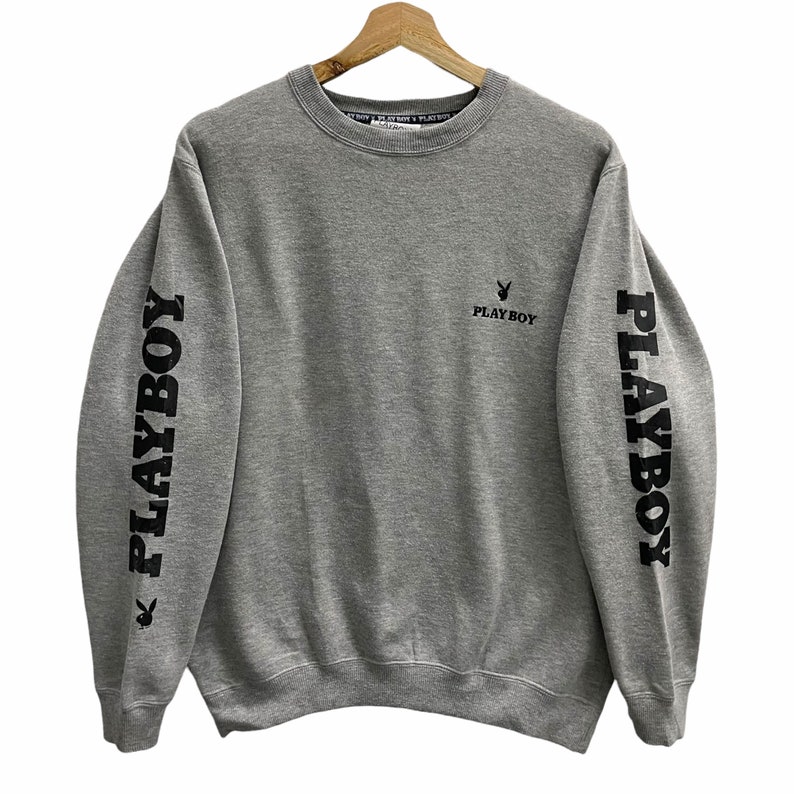 PICK Vintage Playboy Crewneck Jumper Playboy Sweater Big Back Logo Embroidered Spellout Sleeves ...