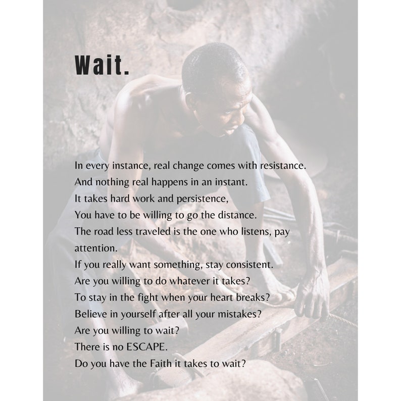 WAIT Poem 8x10, 11x14 Instant Download, Printable, Motivation ...