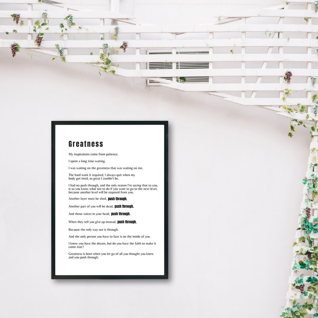 GREATNESS Poem 8x10 11x14 Instant Download Printable - Etsy