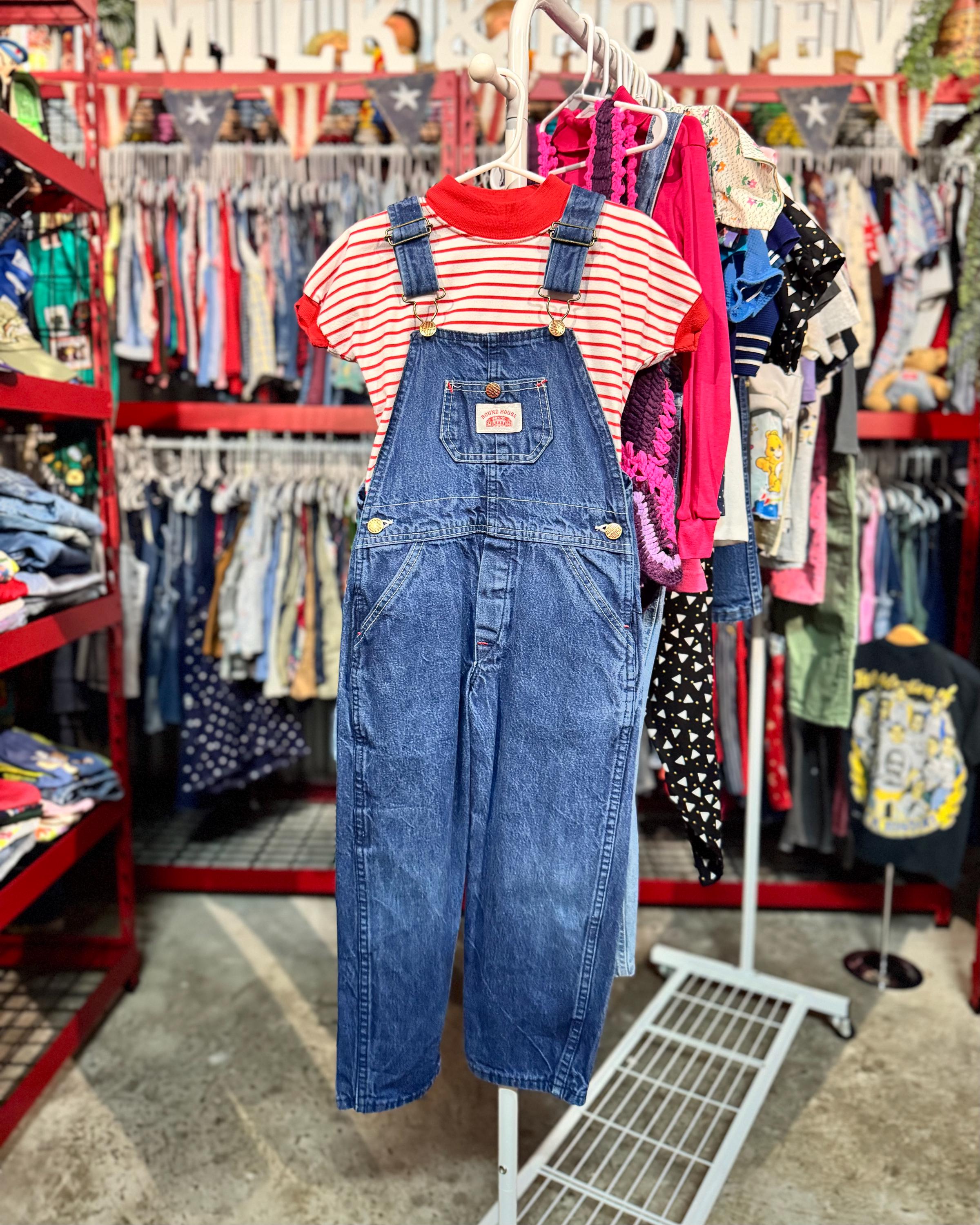 Vintage Round House Denim Overall & Striped Shirt Set 5/6T - Etsy