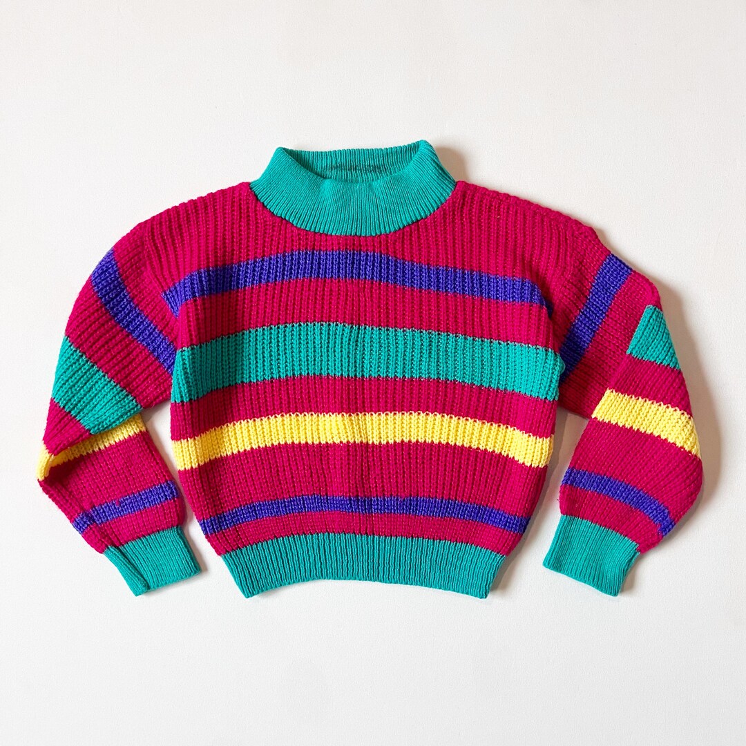Vintage Jet Set Sweaters Striped High-neck Sweaters 2/3T - Etsy