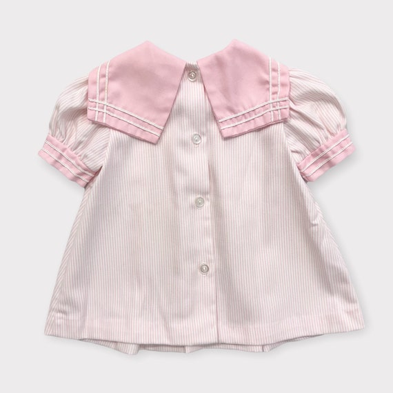 Vintage Pastel Pink Striped Sailor Collar Dress 6 9m Gem