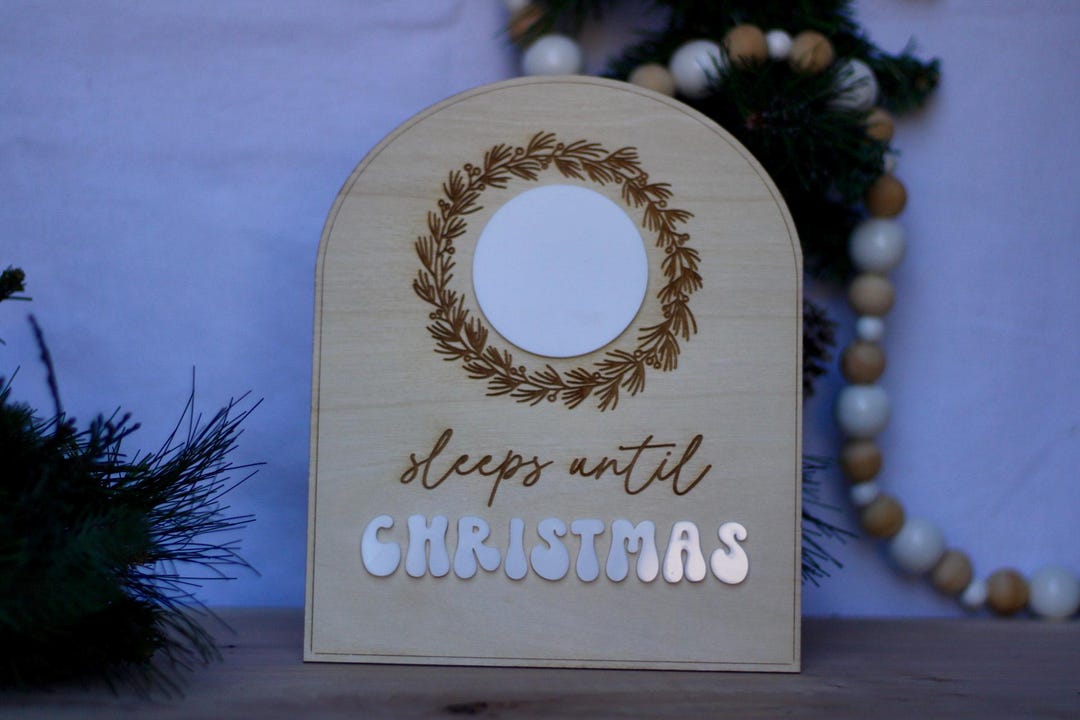Sleeps Until Christmas” Countdown Sign – Reusable Wooden Christmas ...