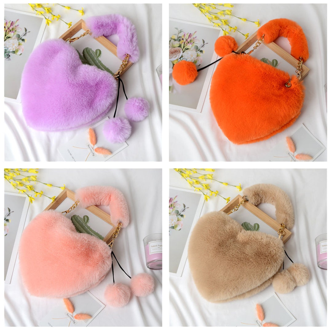 Cute Furry Heart Purse for Girl - Etsy