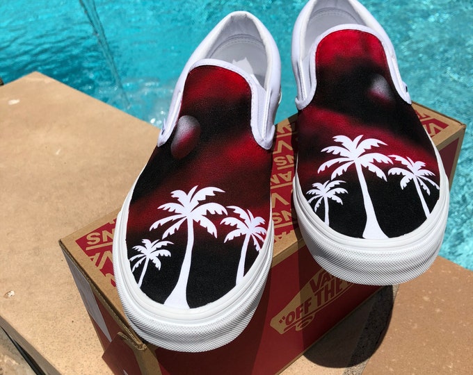Custom Vans Slip Ons - Palm Trees - Etsy