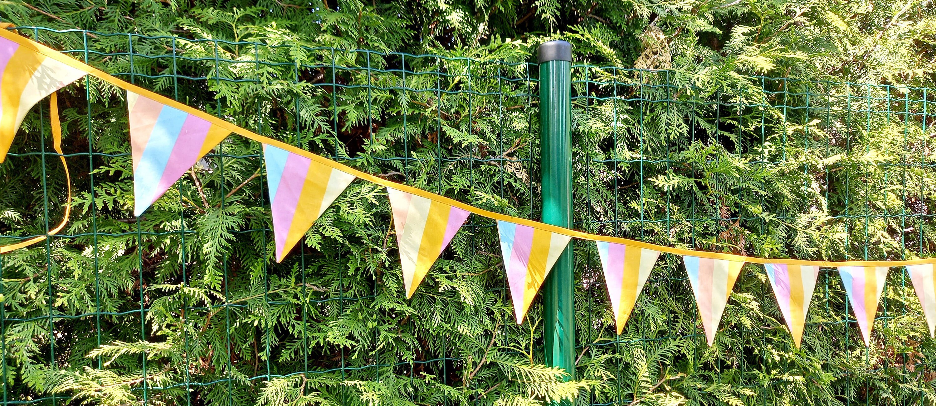Pastel Rainbow Flags Upcycled Fabric Bunting Banner Pride Decoration ...