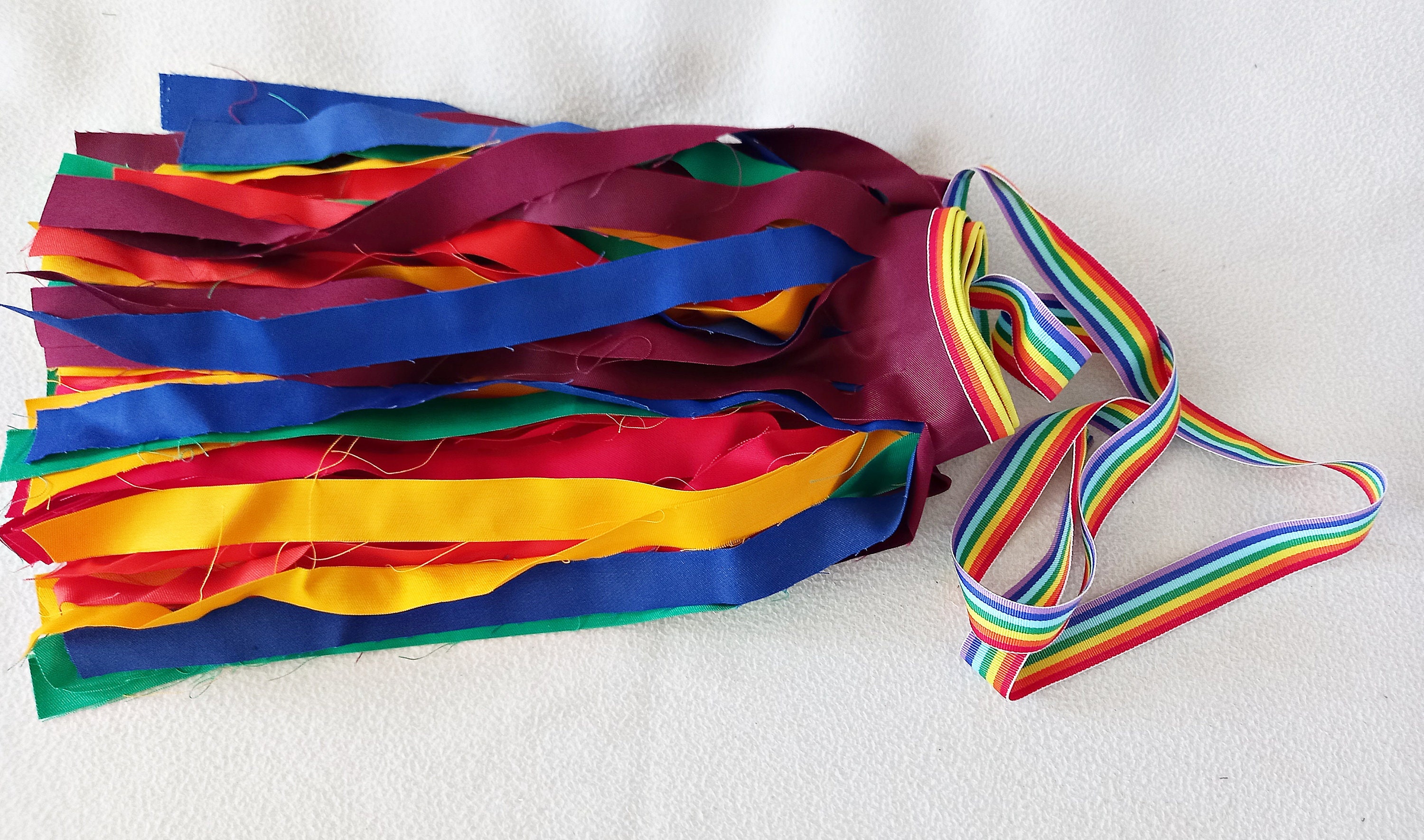 Rainbow Fabric Fringe Rag Garland Banner Pride Decoration Wall Hanging ...