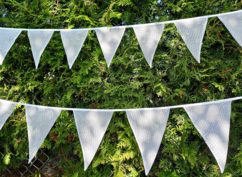 White Lace Double Sided Flag Fabric Bunting Banner Wedding Decoration ...