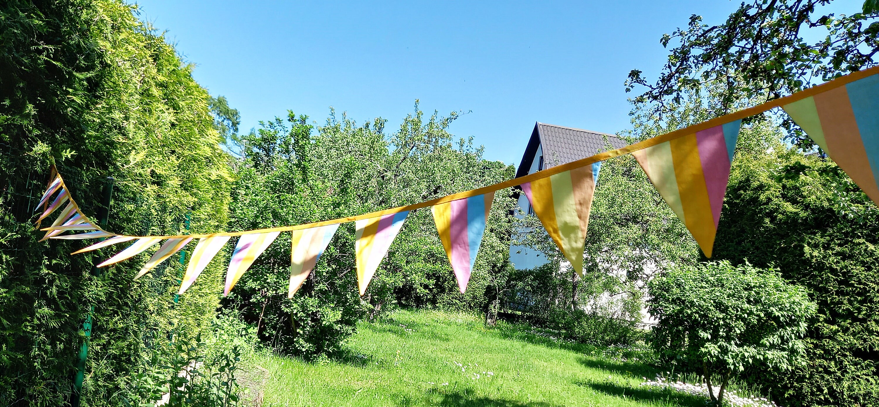 Pastel Rainbow Flags Upcycled Fabric Bunting Banner Pride Decoration ...