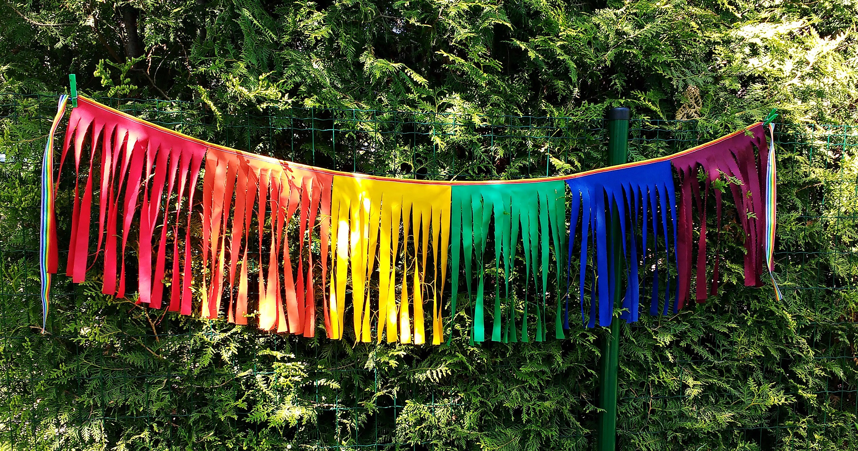Rainbow Fabric Fringe Rag Garland Banner Pride Decoration Wall Hanging ...