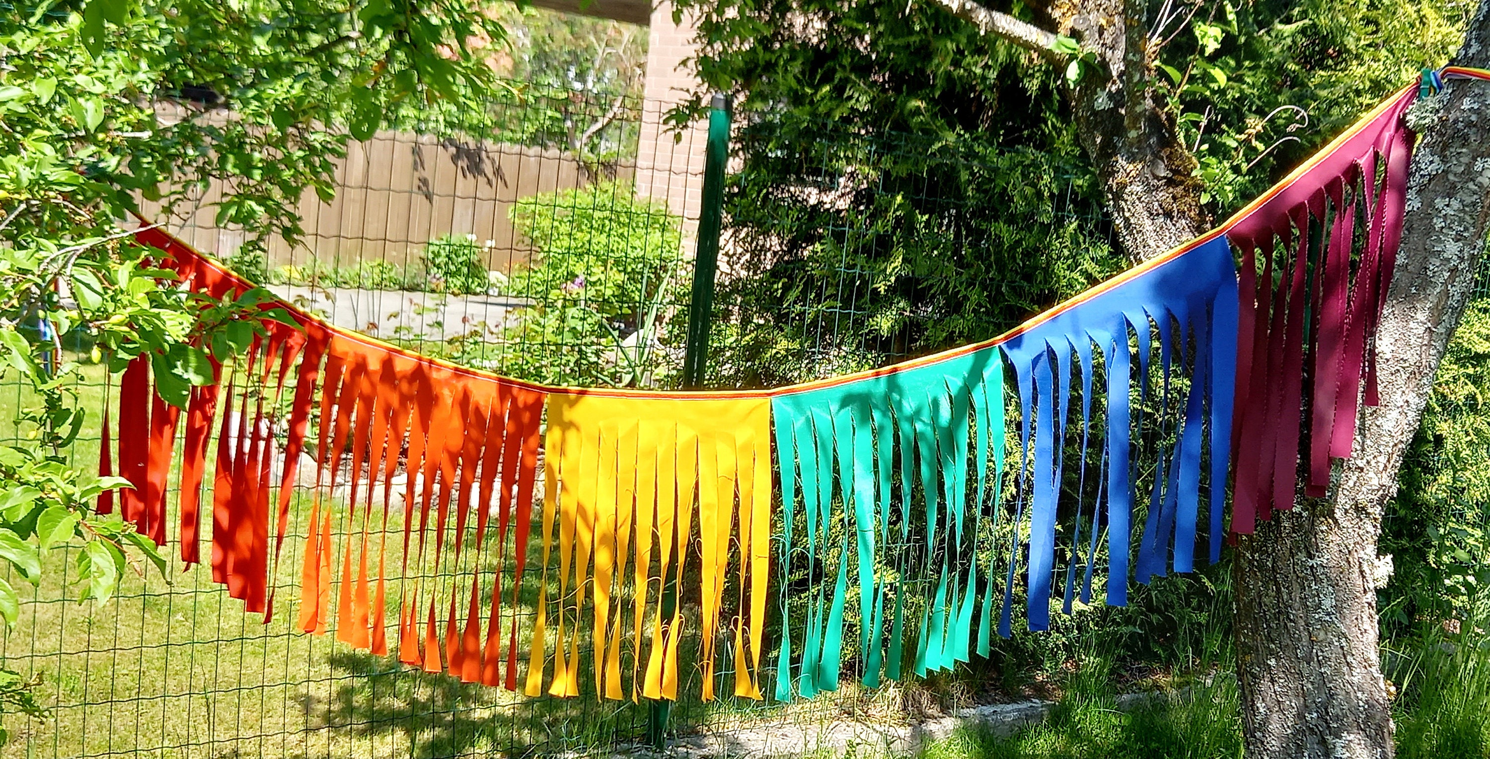 Rainbow Fabric Fringe Rag Garland Banner Pride Decoration Wall Hanging ...