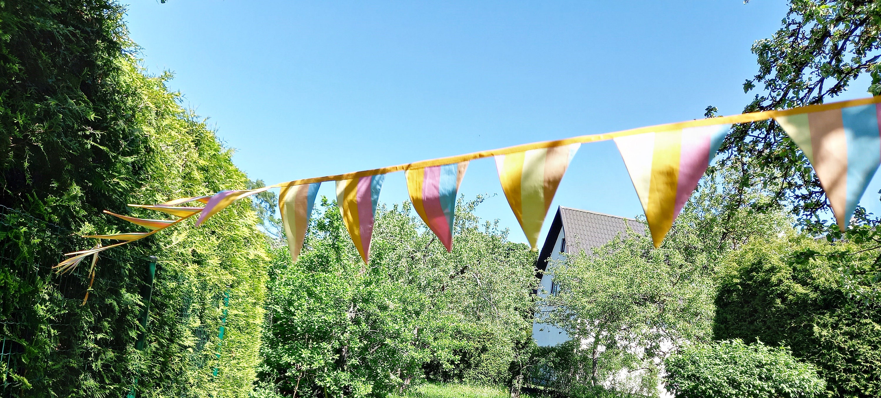 Pastel Rainbow Flags Upcycled Fabric Bunting Banner Pride Decoration ...