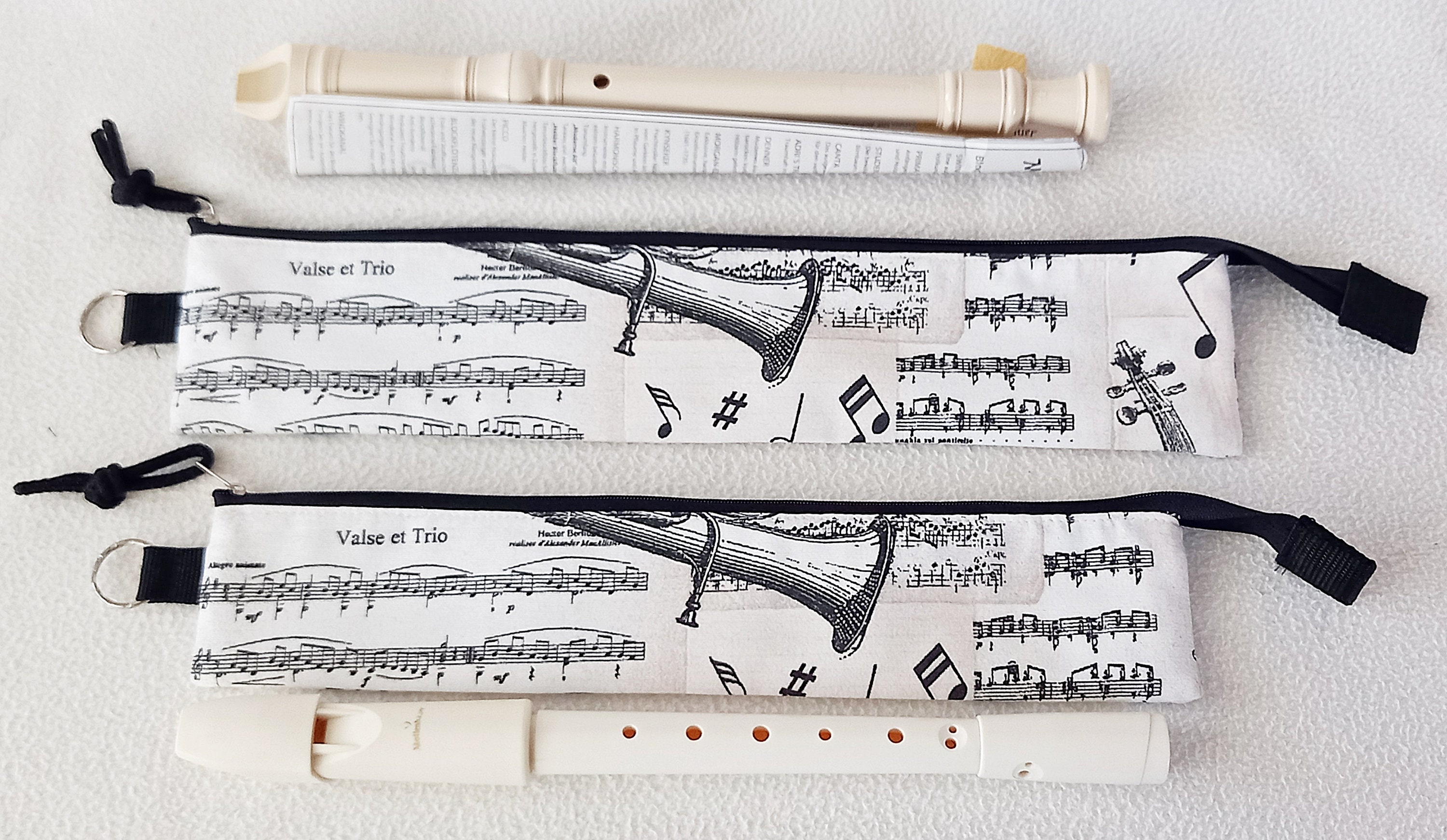 Linen Recorder Case Zippered Music Instrument Flute Whistle Bag Pouch ...