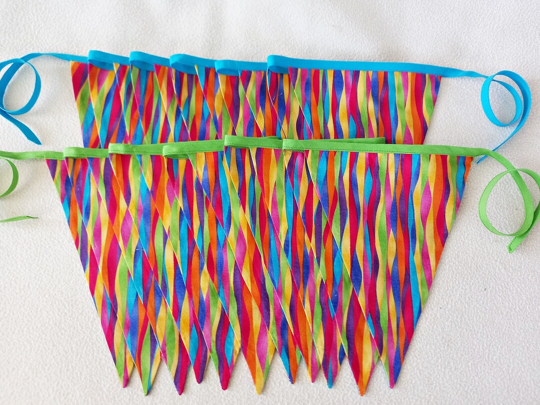 Rainbow Flag Fabric Bunting Banner Pride Decoration Wall Hanging Double ...