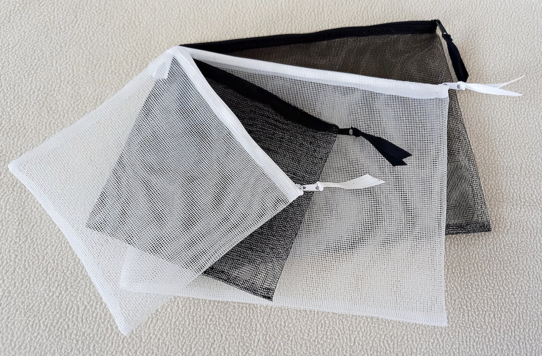 Black or White Mesh Bag Zipper Net Pouch Transparent Cosmetic Make up ...