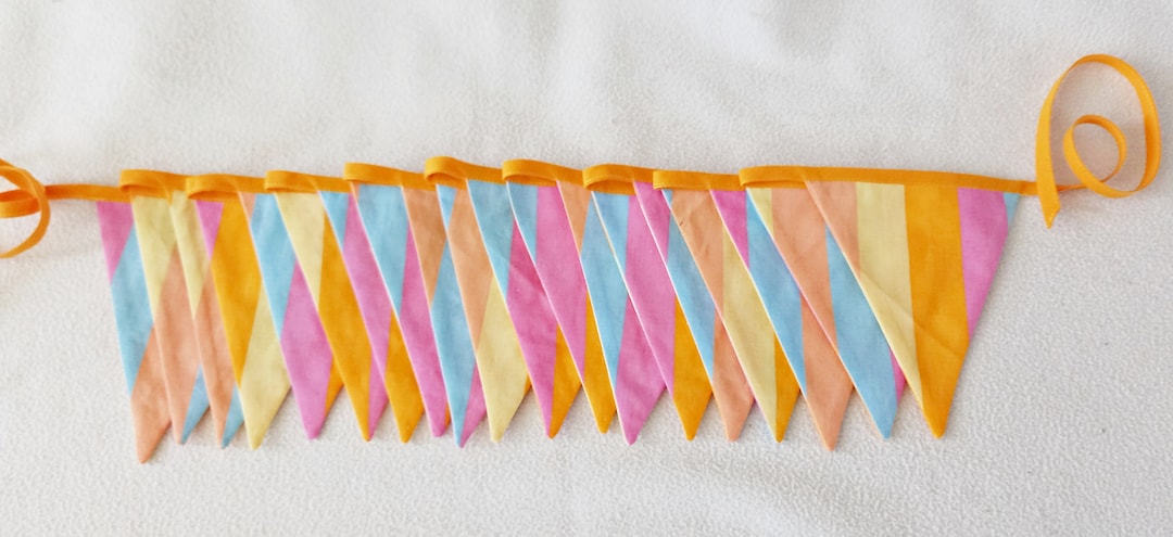 Pastel Rainbow Flags Upcycled Fabric Bunting Banner Pride Decoration ...