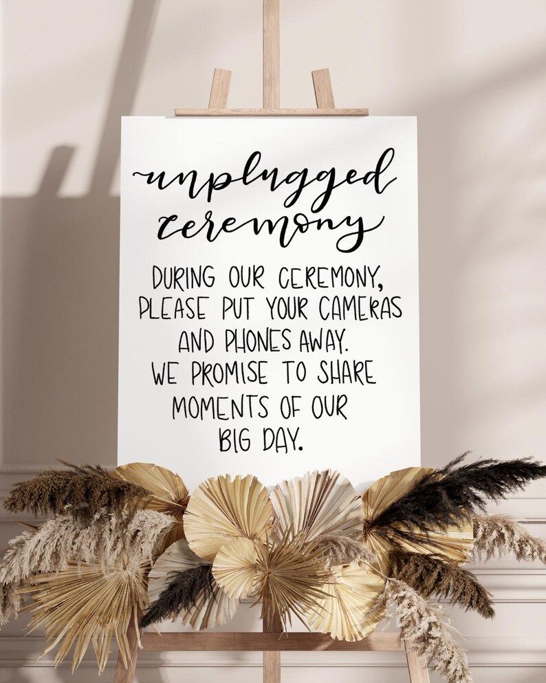 Unplugged Ceremony Sign, Wedding Welcome Sign, Digital Printable ...