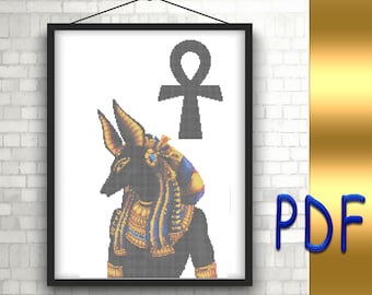 Modern Cross Stitch Pattern anubis PDF God Anubis - Etsy