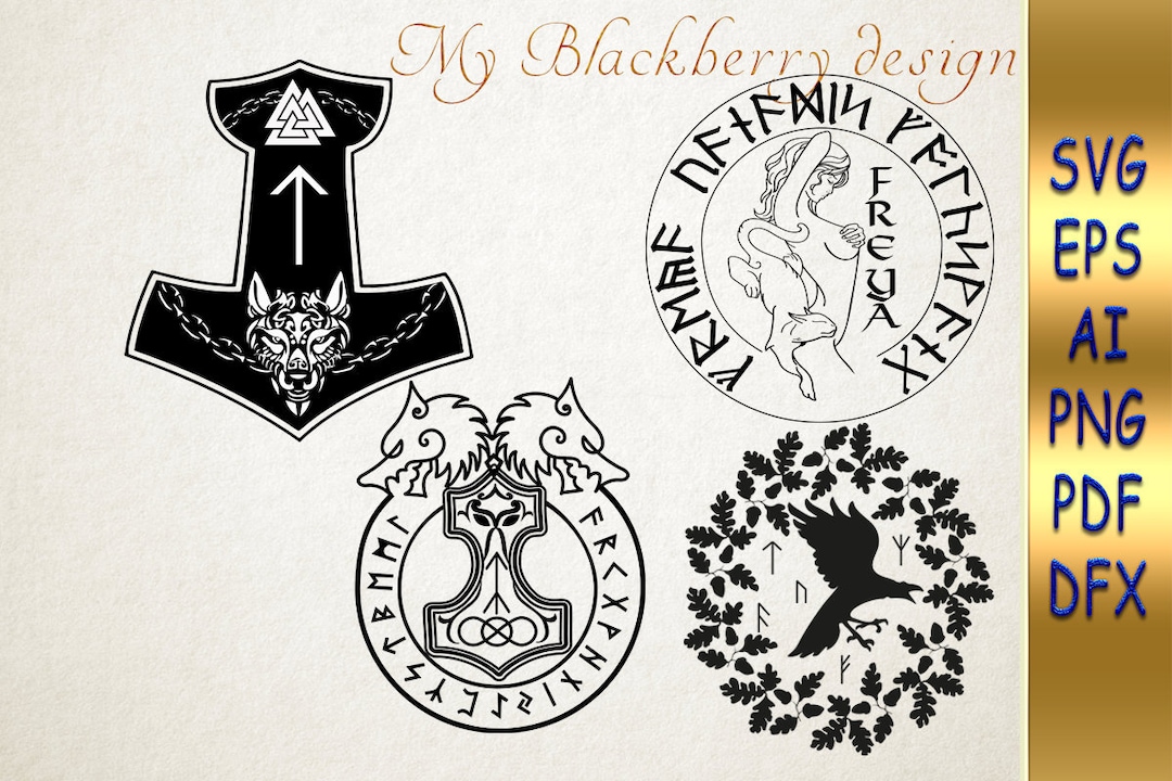Freya Svg, Bundle of Norse Mythology Art, Odin Svg, Raven, Rune Svg ...