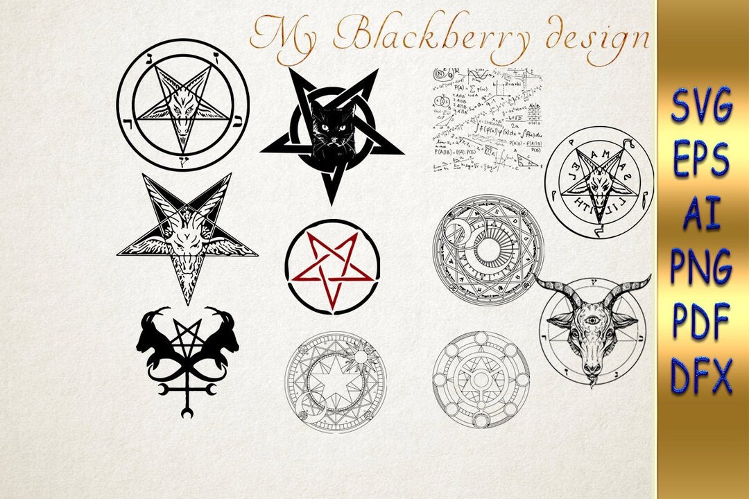 Pentagrams and Pagan Signs Svg, Magic Clipart, Vector Signs, Black Cat ...