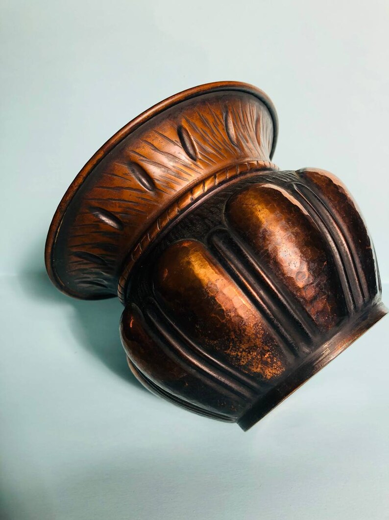 Vintage Copper Vase Hammered Holder Detailed Handmade, Made in Italy ...