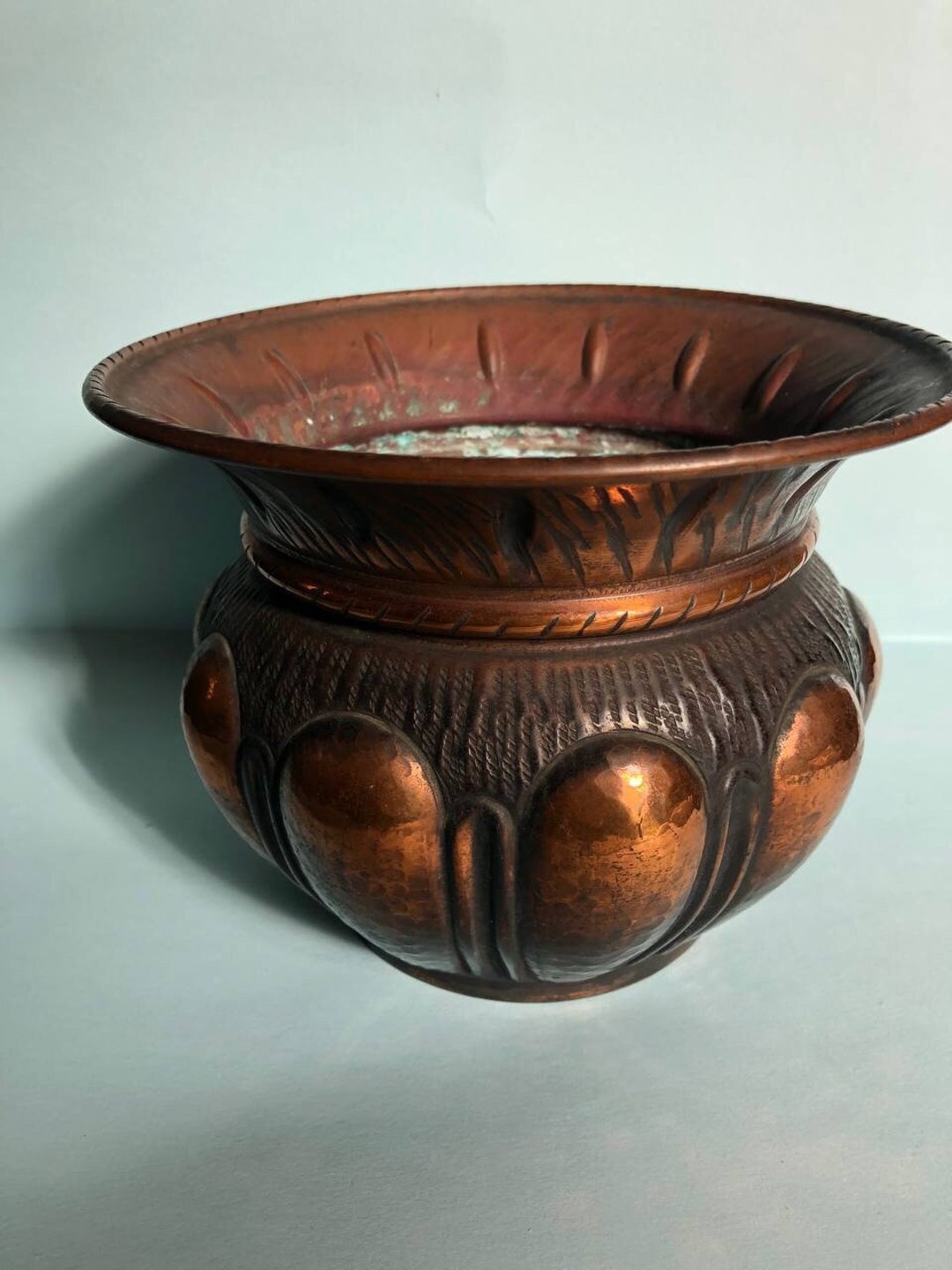 Vintage Copper Vase Hammered Holder Detailed Handmade, Made in Italy ...