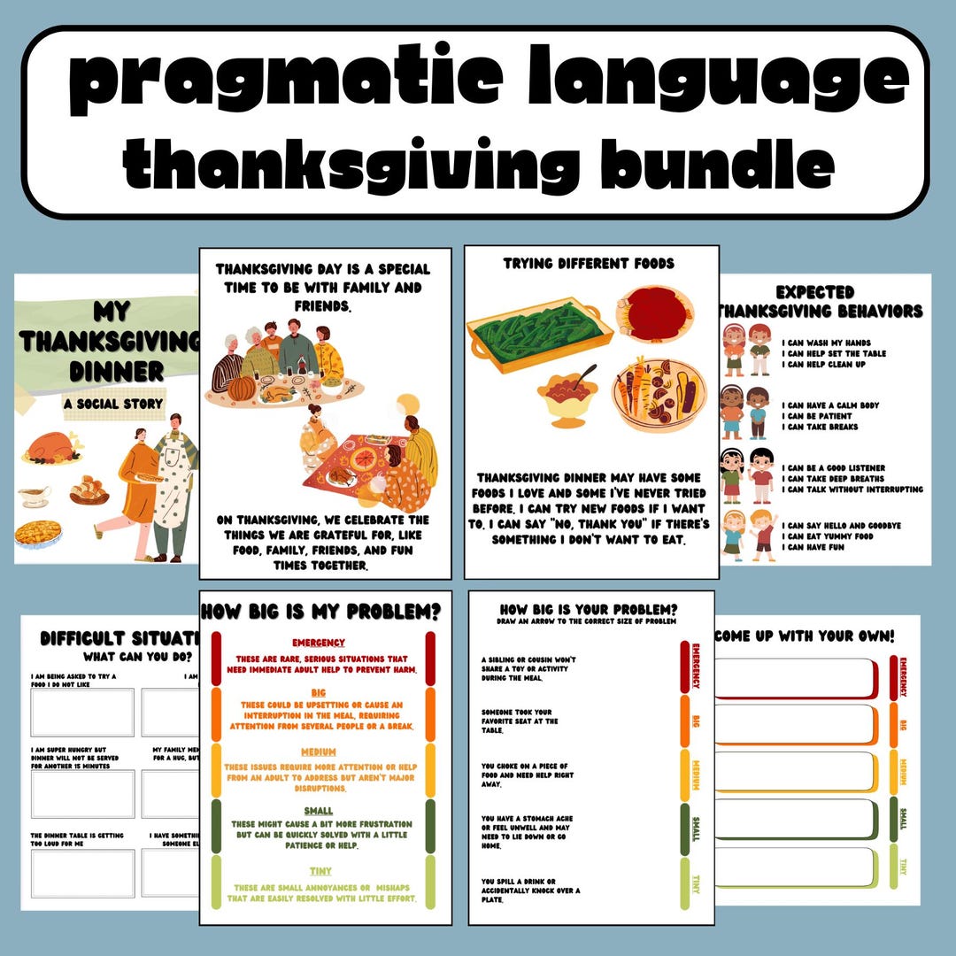 Thanksgiving Pragmatic Language Bundle - Social Story, Expected ...