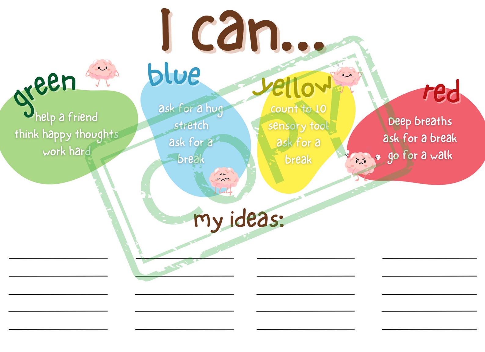 Zones of Regulation: A Ready Brain! - Etsy