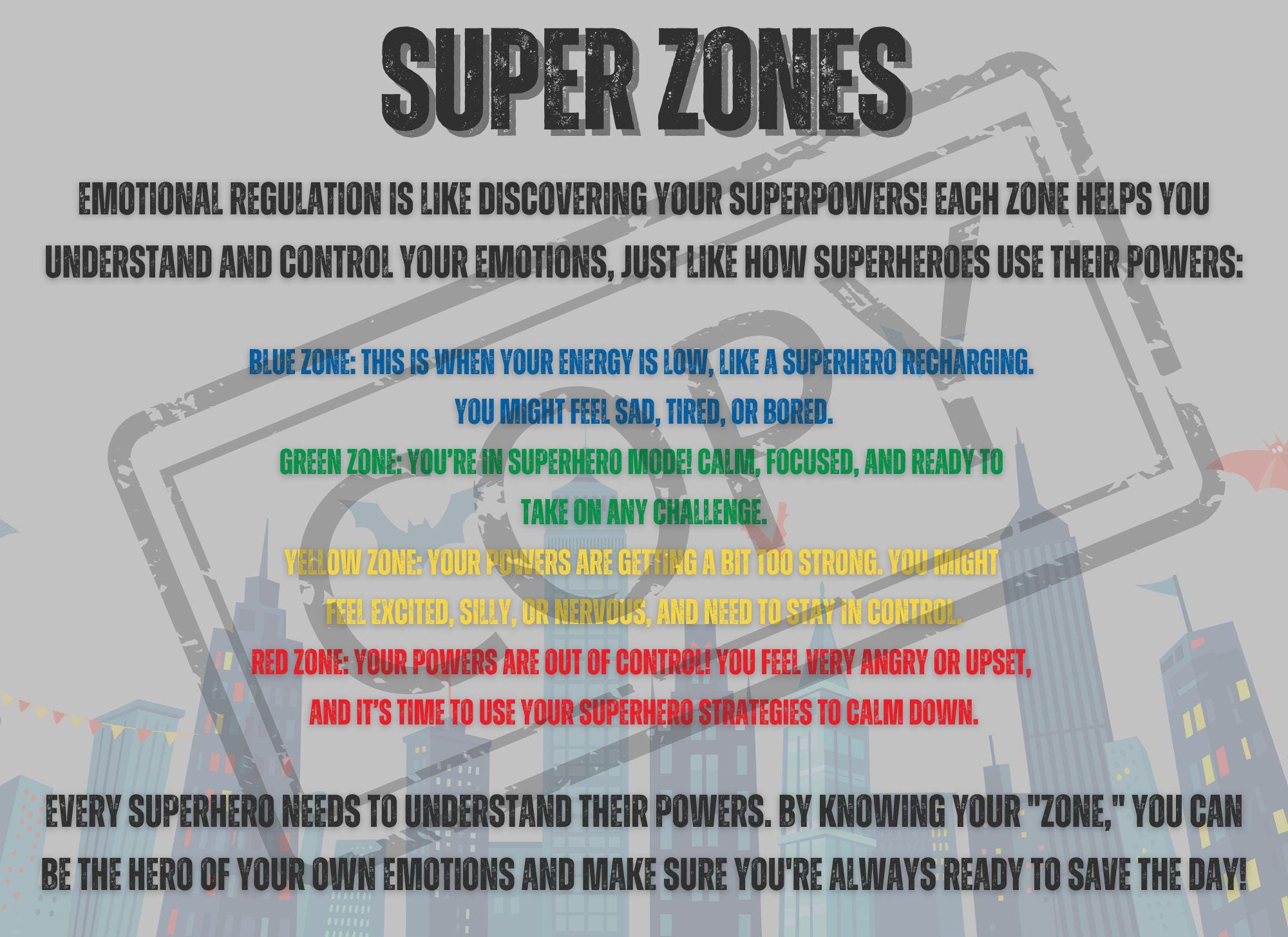 Zones of Regulation: Finding Your Zone of Power! - Etsy