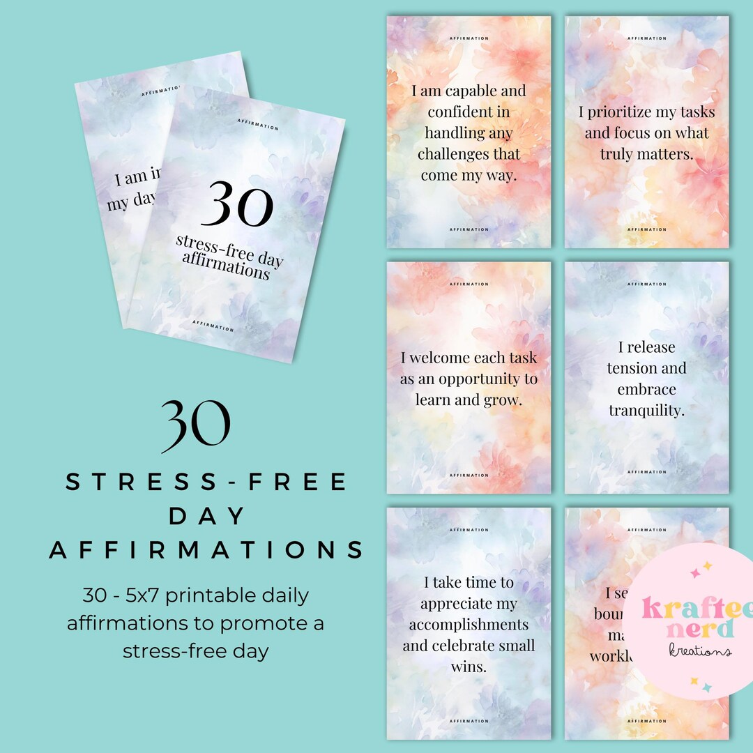 Stress-free Affirmations: Editable Canva Template (digital Download) - Etsy
