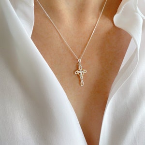 Sterling Silver Celtic Infinity Cross Necklace With Gold Heart - Etsy