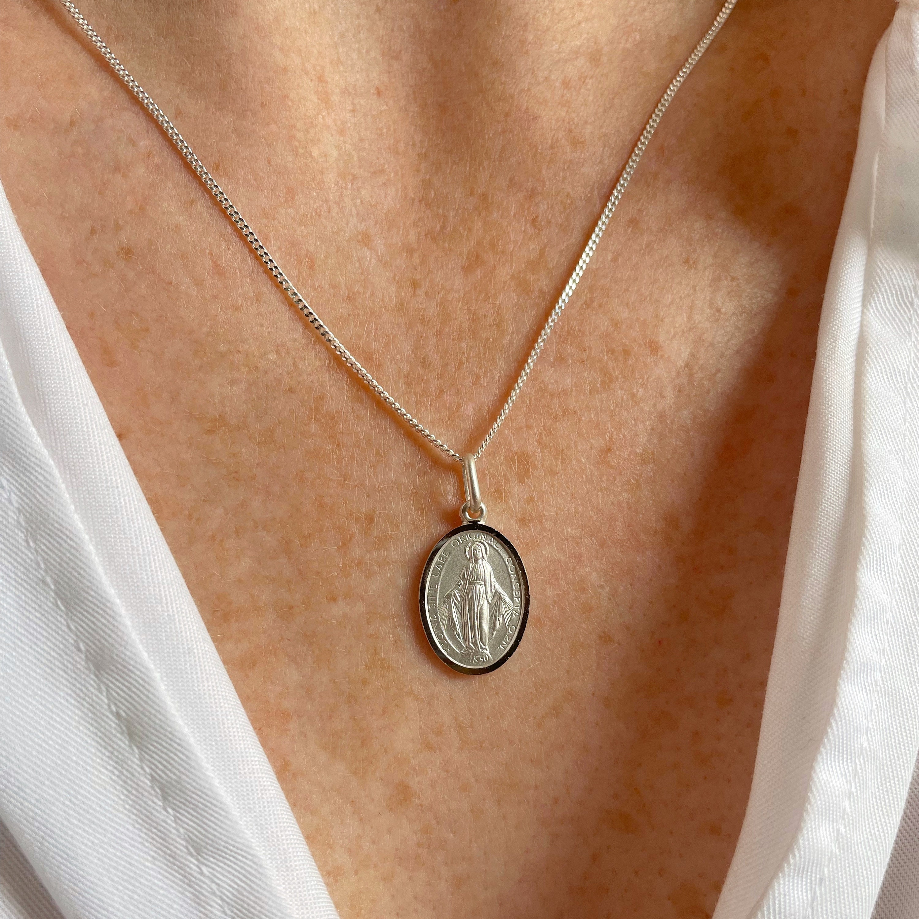 Virgin Mary Necklace Silver - Etsy