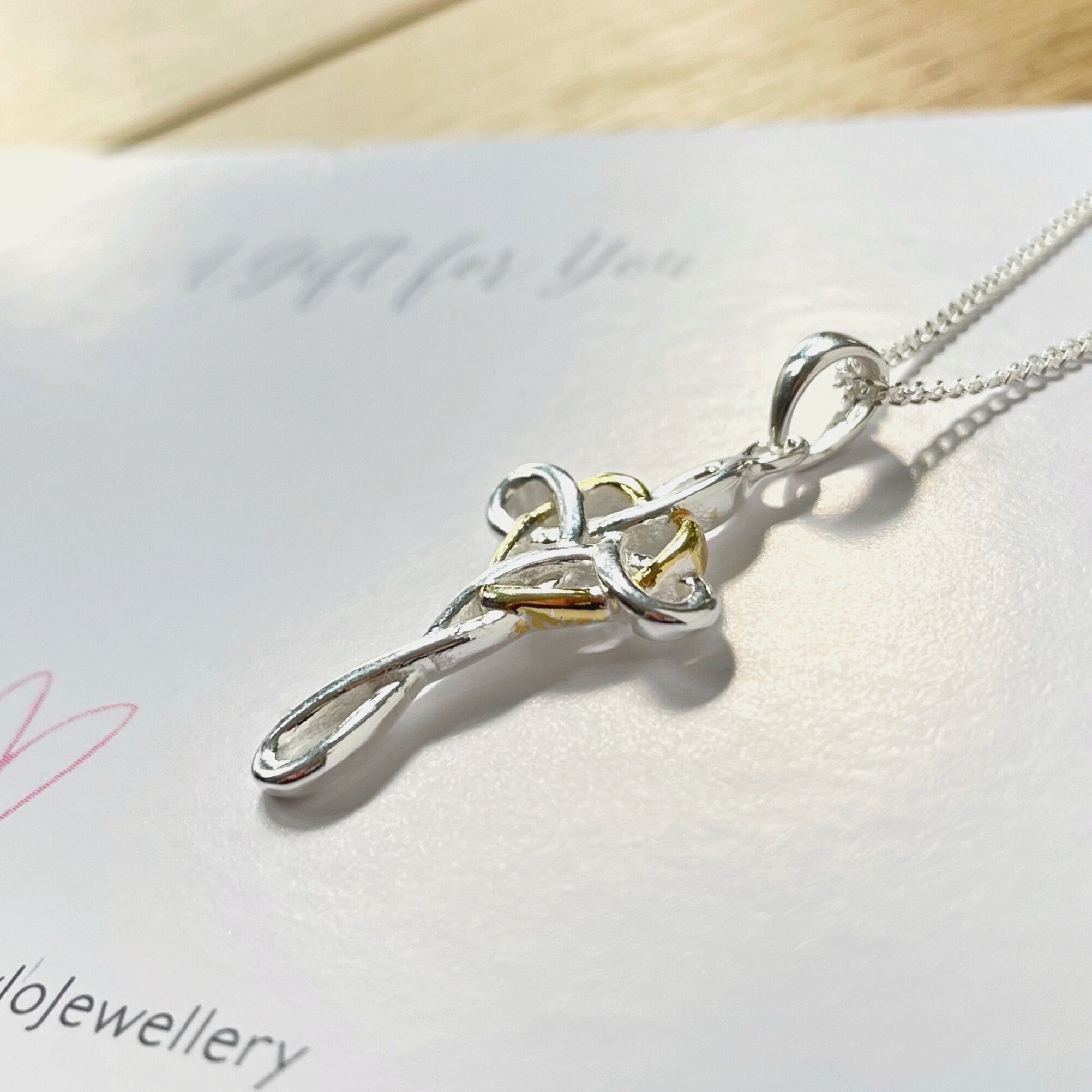 Sterling Silver Celtic Infinity Cross Necklace With Gold Heart - Etsy