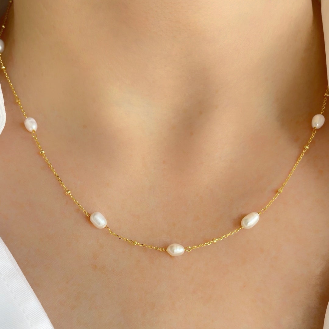 Sterling Silver Pearl Satellite Chain: Adjustable Layering Necklace - Etsy