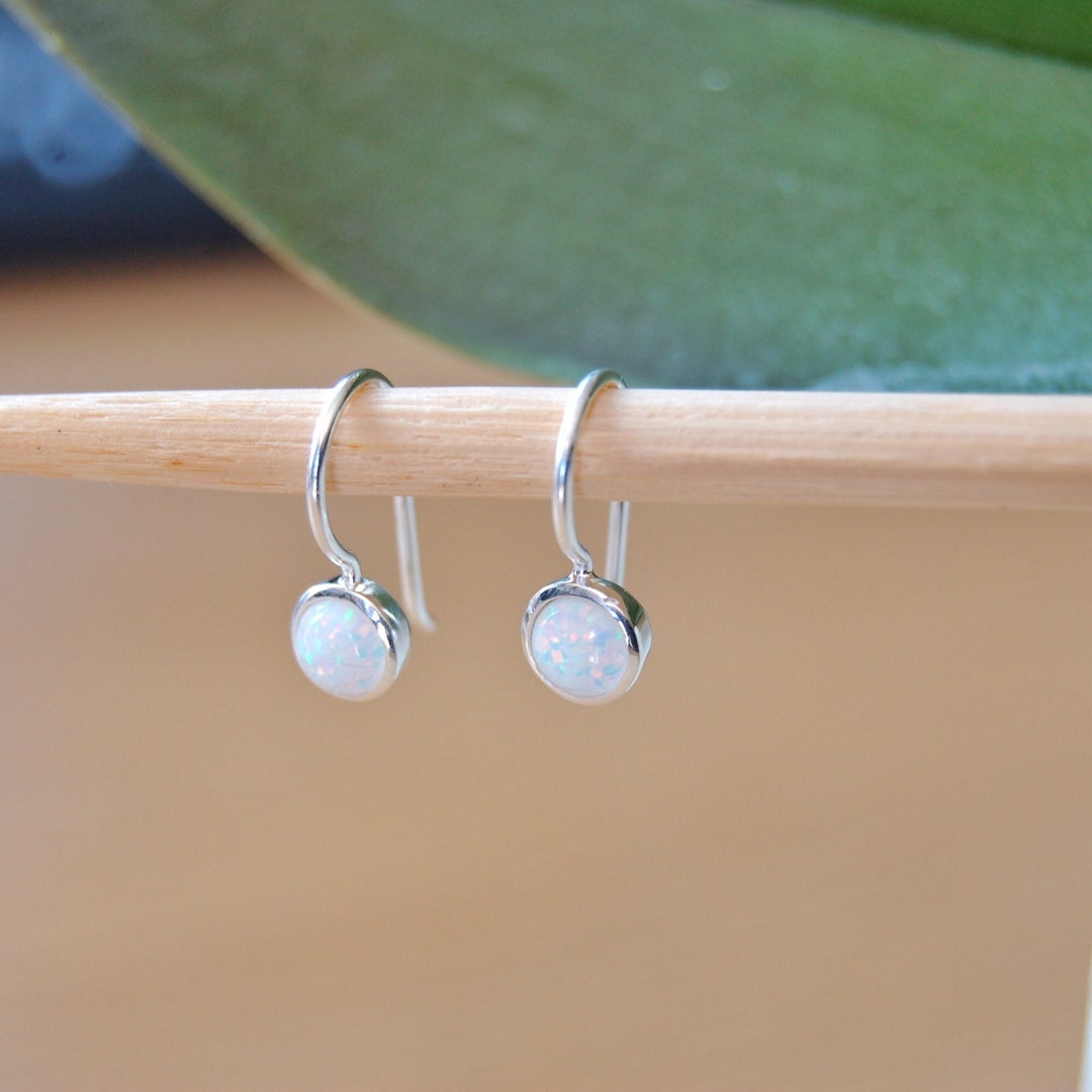 White Opal Earrings, Opal Drop Earrings, 925 Sterling Silver Earrings ...