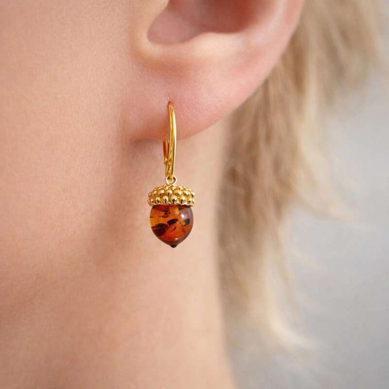 Acorns Gold Earrings - Etsy UK