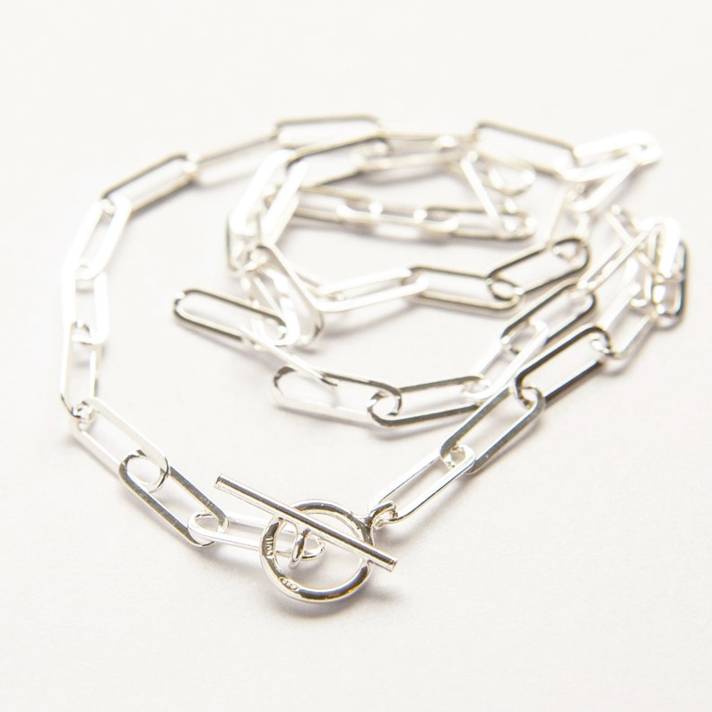 Silver Link Chain Necklace Paper Clip Chain Long Link Chain | Etsy UK