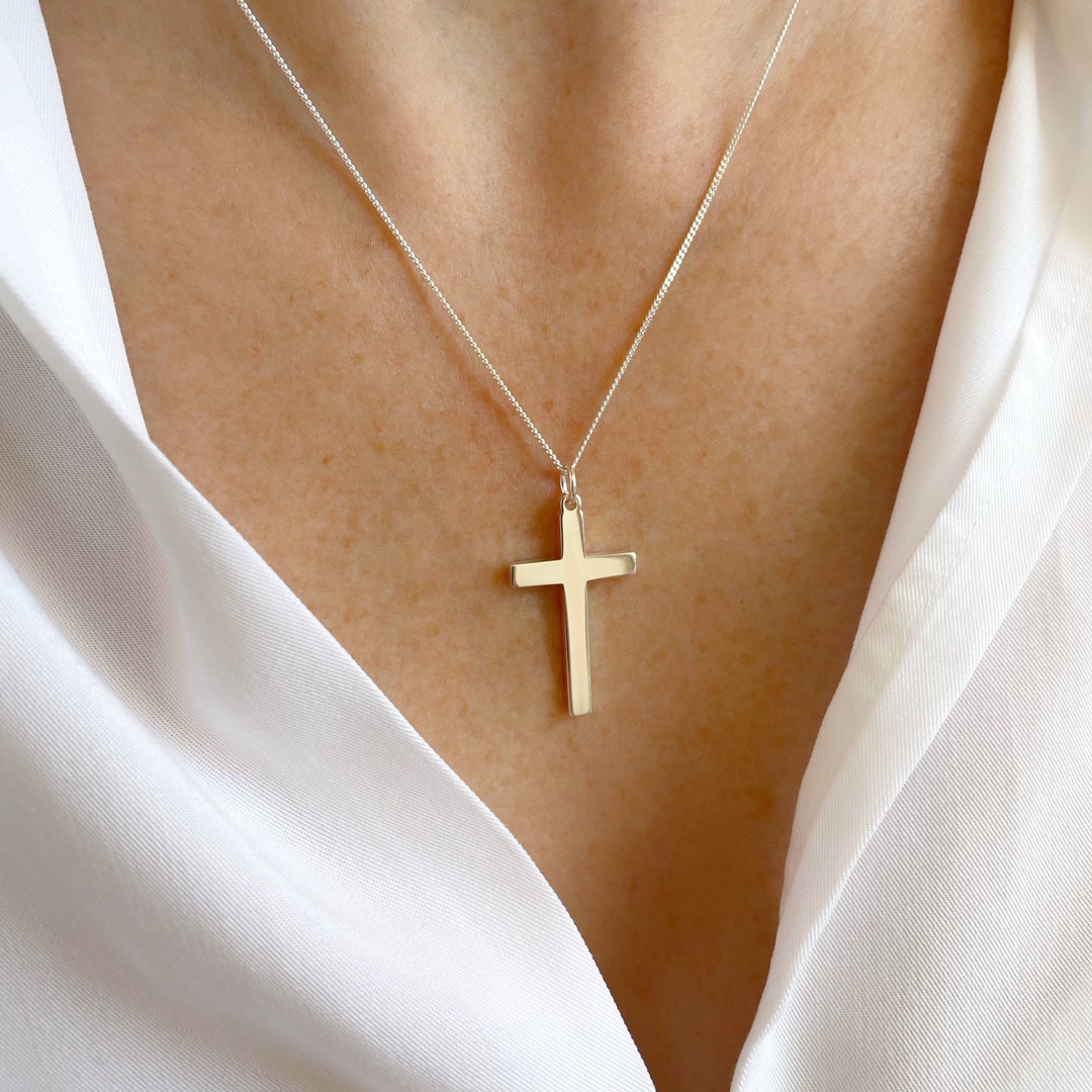 Silver Cross Necklace, Sterling Silver Cross Pendant, Large Silver ...