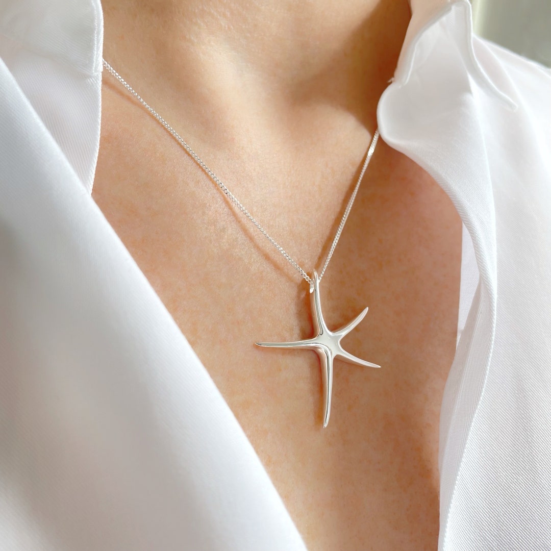 Sterling Silver Starfish Necklace: Beachcomber Nautical Jewelry - Etsy