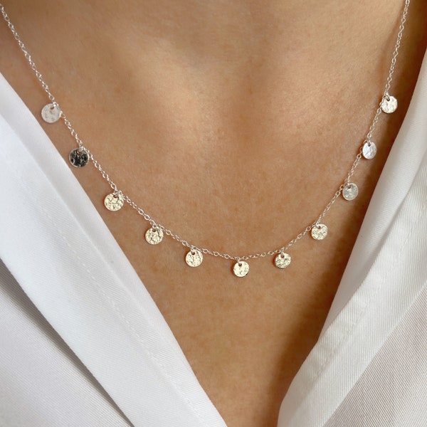 Silver Disc Necklace - Etsy