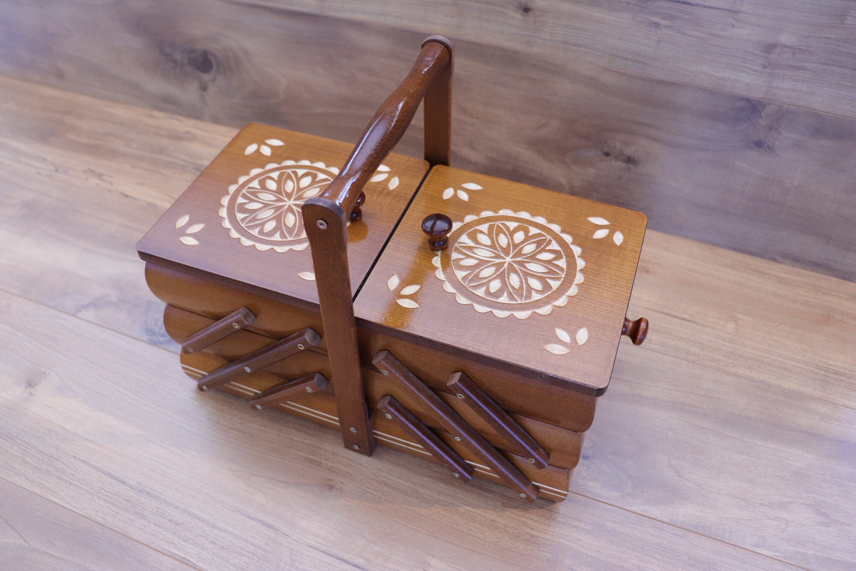 Wooden Sewing Box(olive Color)sewing Organizer/sewing Basket/sewing ...