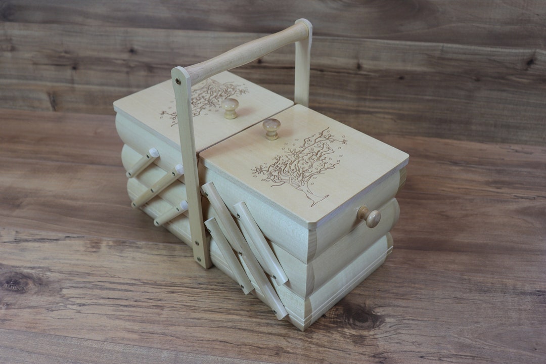 Wooden Sewing Box/sewing Organizer/sewing Basket/sewing Chestnatural ...