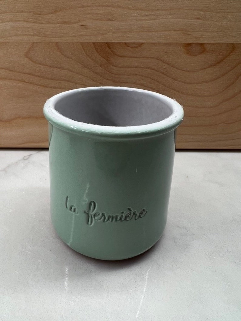 La Fermiere Yogurt Pots, French Pottery Pots, Green Glazed Pots - Etsy