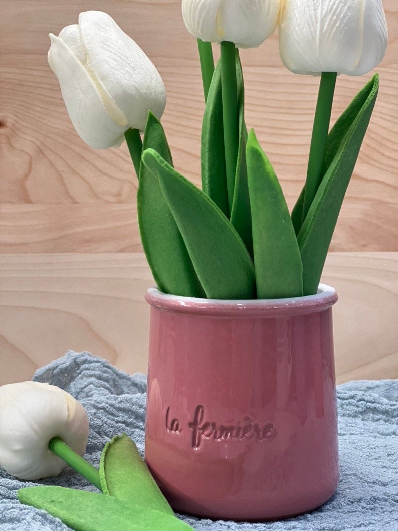 La Fermiere Yogurt Pots, French Pottery Pots, Blue Glazed Pots, Bundle ...