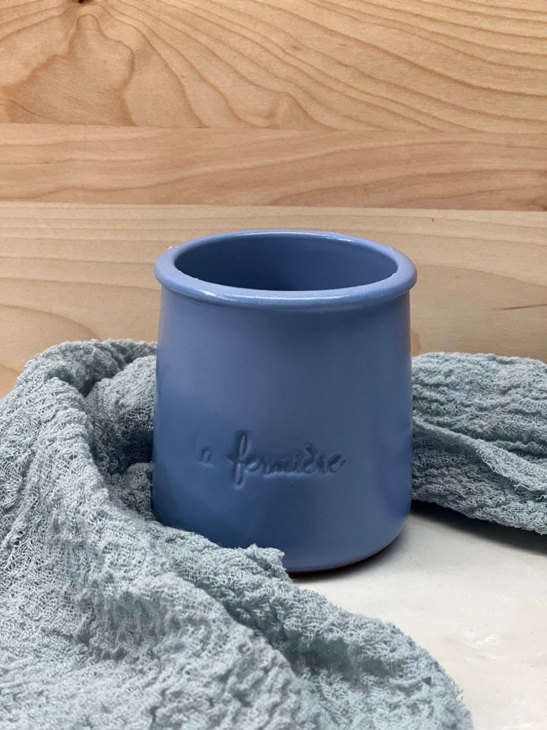 La Fermiere Yogurt Pots, French Pottery Pots, Blue Glazed Pots, Bundle of 5 - Etsy