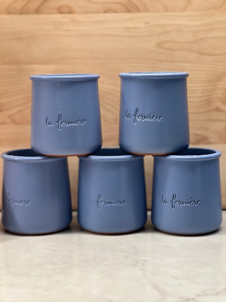 La Fermiere Yogurt Pots, French Pottery Pots, Pink Glazed Pots, Bundle ...