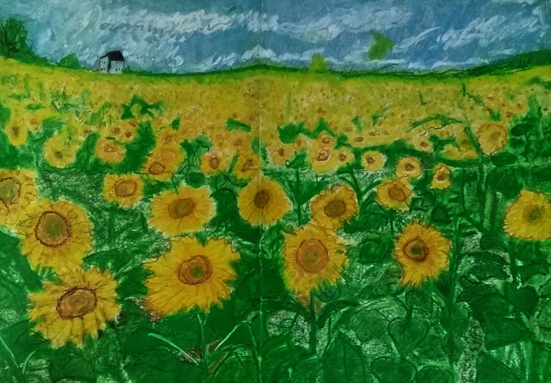 Surreal Sunflowers Oil Painting Framed Original Art - Etsy