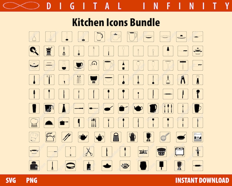 ICONOS DE COCINA SVG, Cocina Clip Art Svg, Paquete de cocina SVG ...