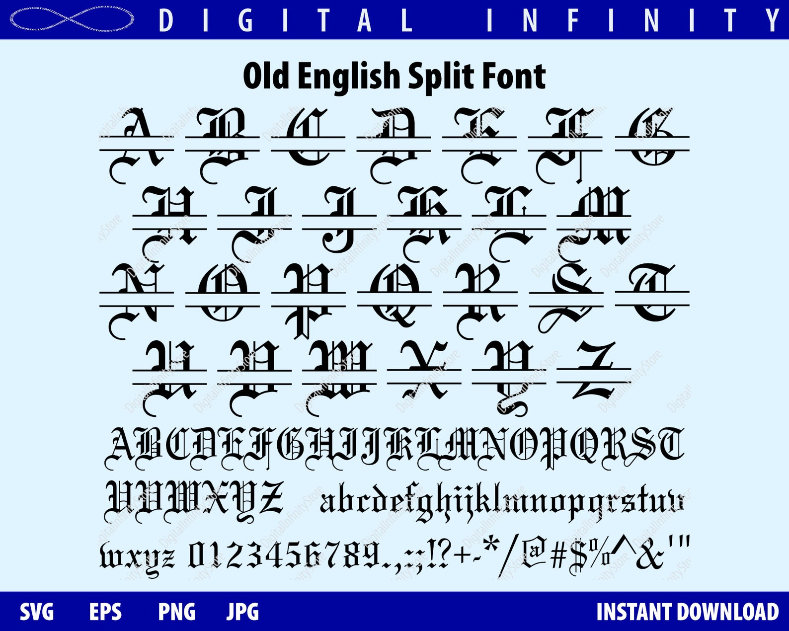 SPLIT OLD ENGLISH Font Svg, Split Gothic Monogram Svg, Split Alphabet ...